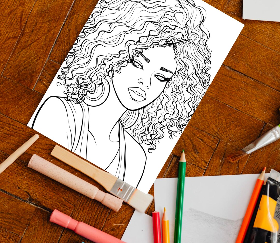 Black Girl Coloring Page, Kids POC, African Woman, Black Barbie ...