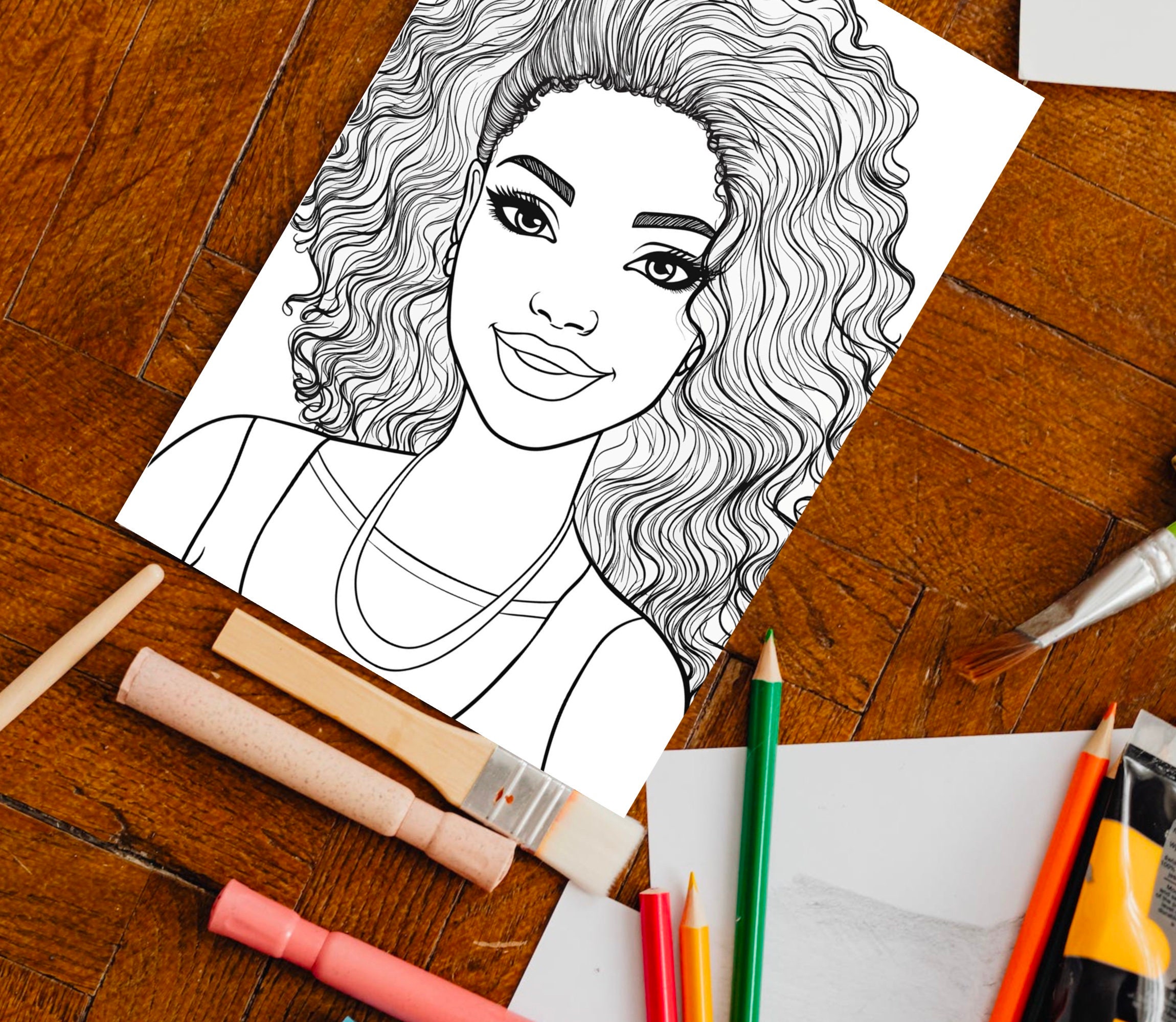 Black Girl Coloring Page, Kids POC, African Woman, Black Barbie ...