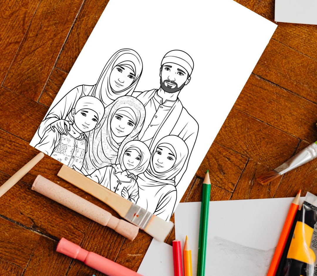 Islamic Coloring Page for Kids, Mosque, Moschee, Hijab, Islamische ...