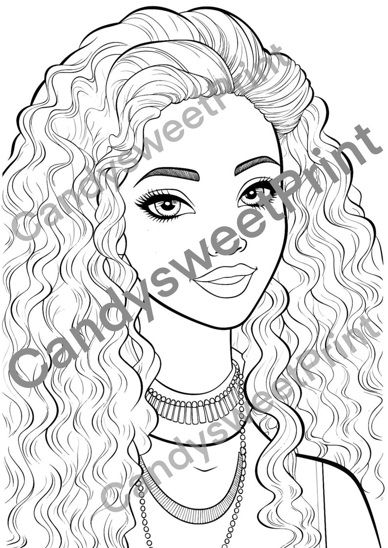 Black Girl Coloring Page Kids POC African Woman Black - Etsy