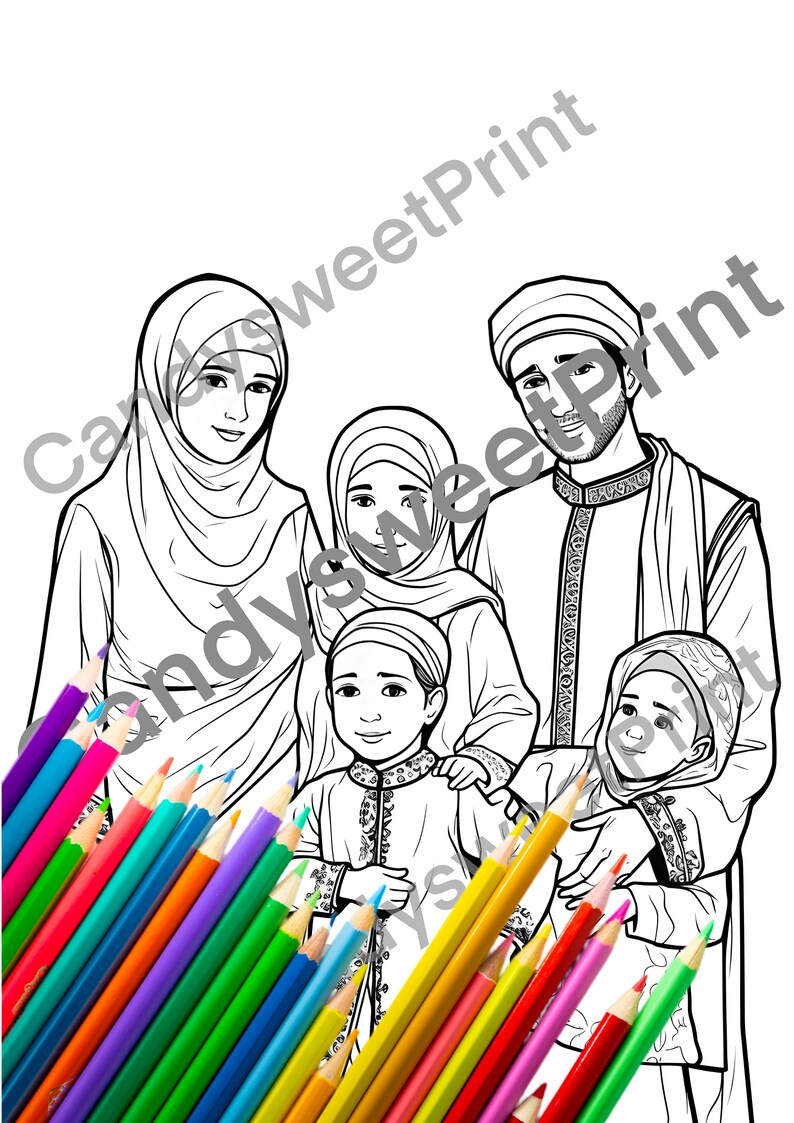 Islamic Coloring Page for Kids Mosque Moschee Hijab - Etsy