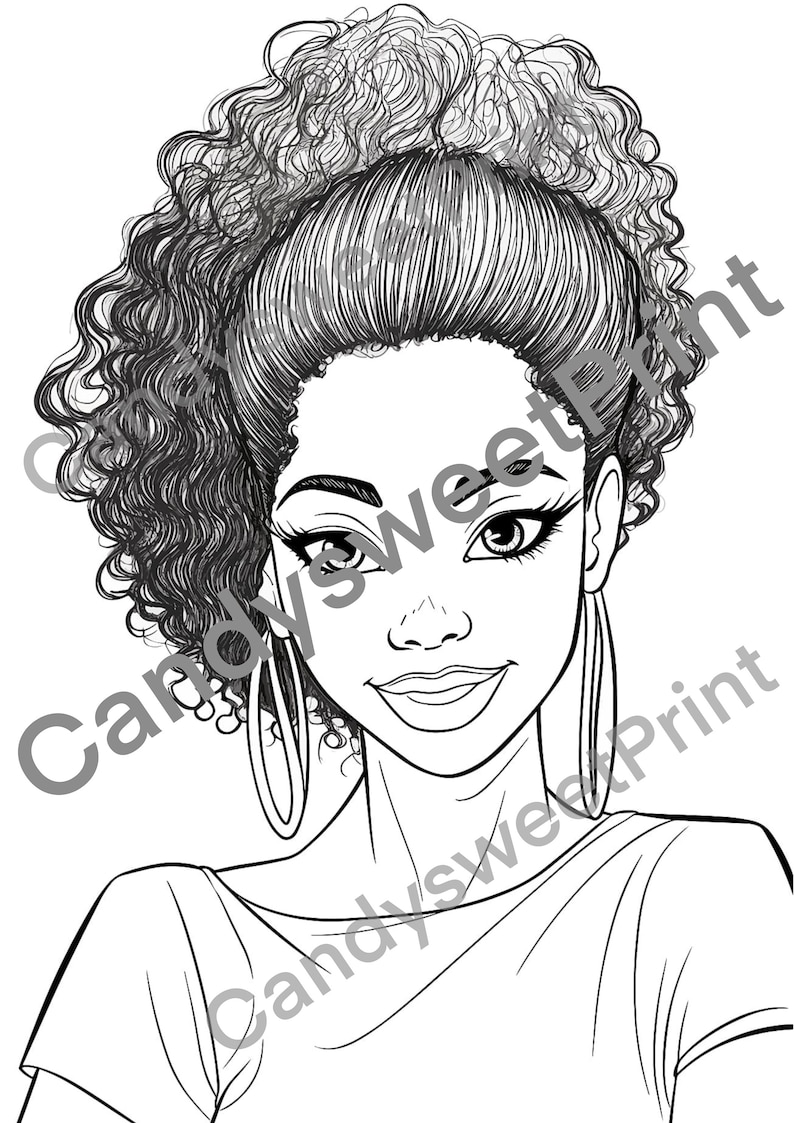 Black Girl Coloring Page, Kids POC, African Woman, Black Barbie ...