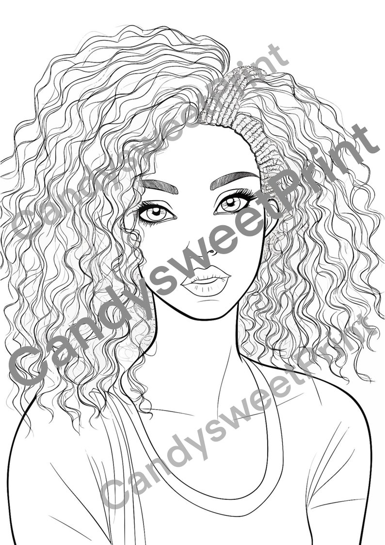 Black Girl Coloring Page, Kids POC, African Woman, Black Barbie ...