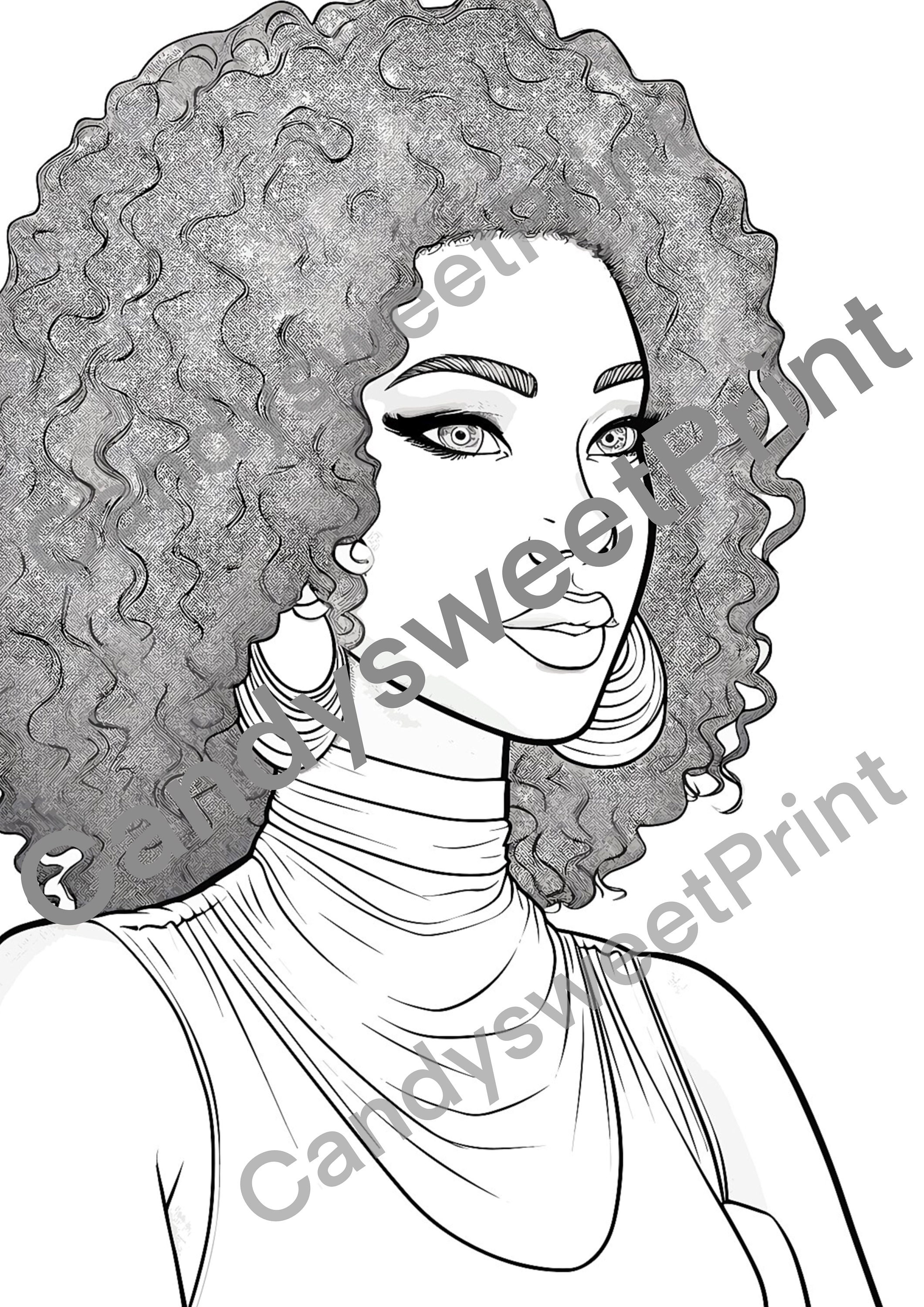 Black Girl Coloring Page, Kids POC, African Woman, Black Barbie ...