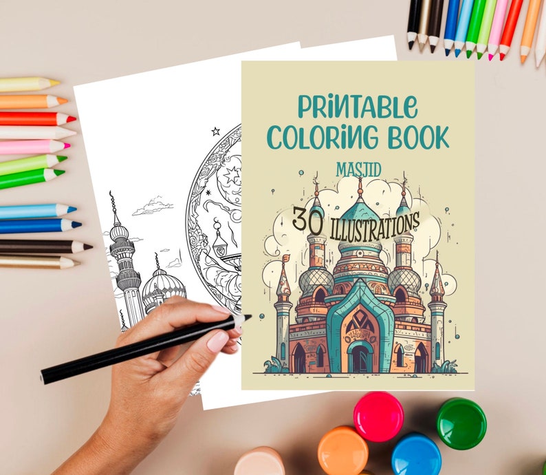 30 Islamic Coloring Book for Kids, 30 Masjid Motives, Mosque ...