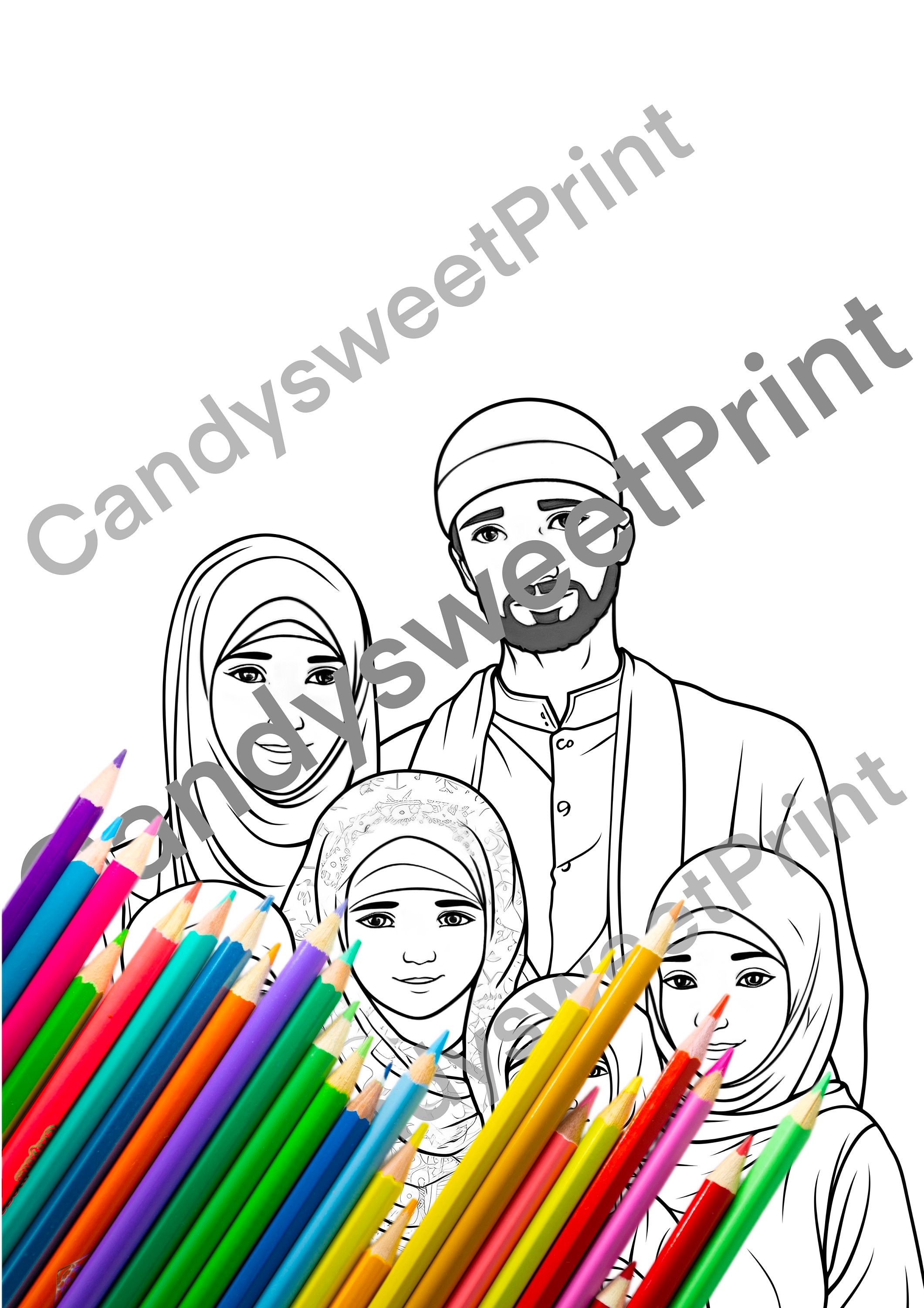 Islamic Coloring Page for Kids Mosque Moschee Hijab - Etsy
