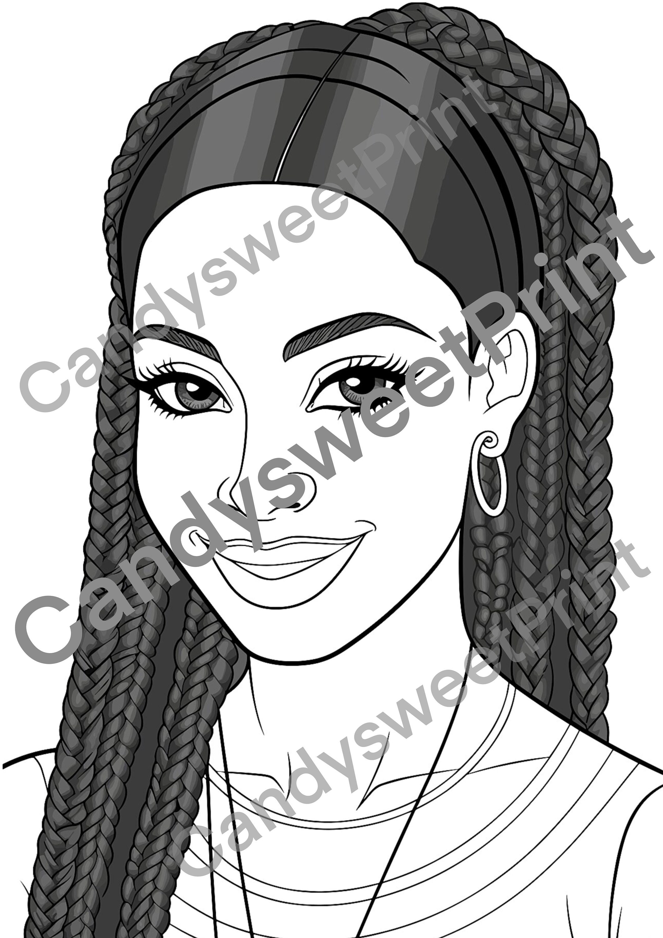 Black Girl Coloring Page, Kids POC, African Woman, Black Barbie ...