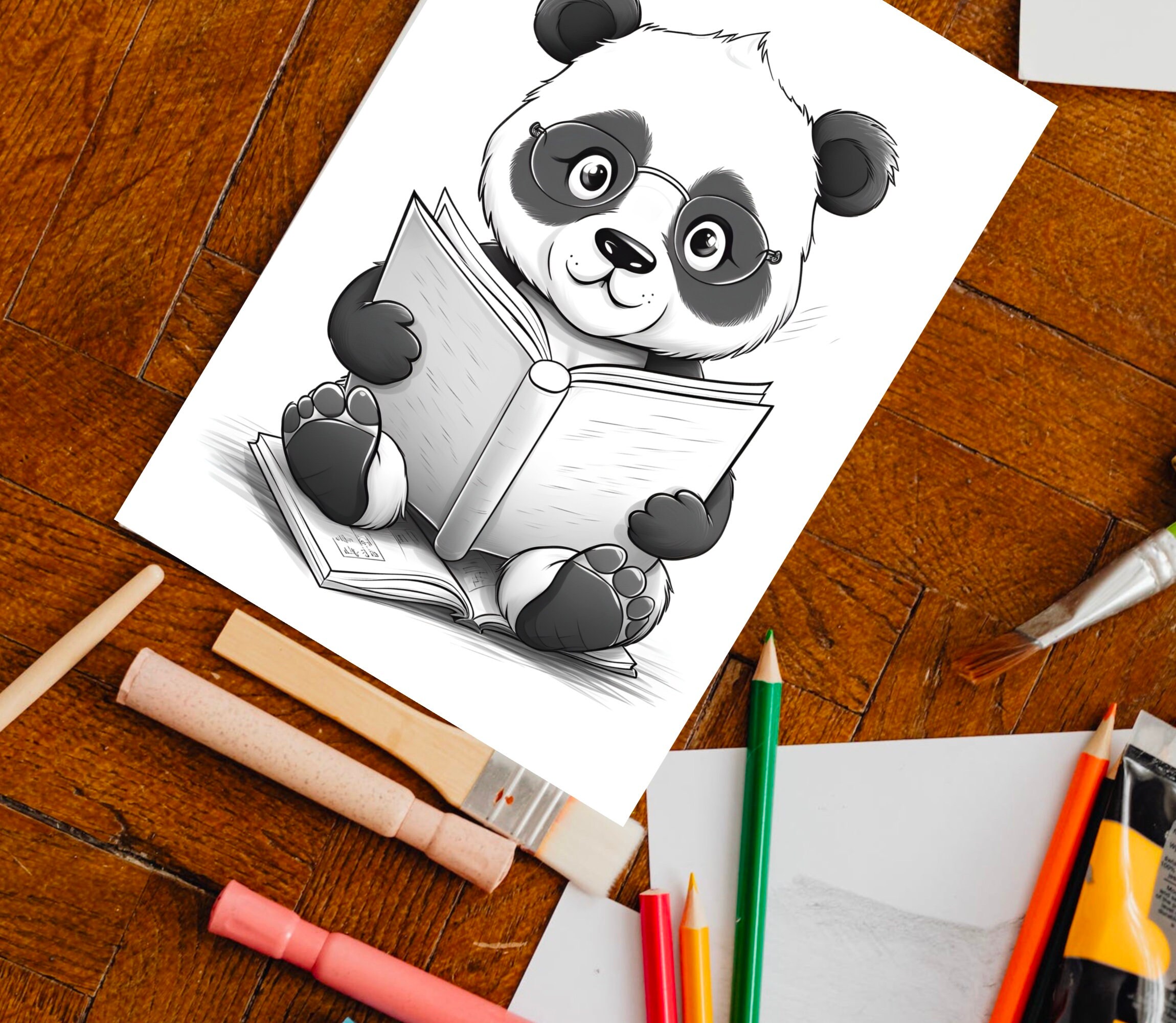 Cute Panda Coloring Page for Kids, Coloring Book, Panda Abenteuer Für ...