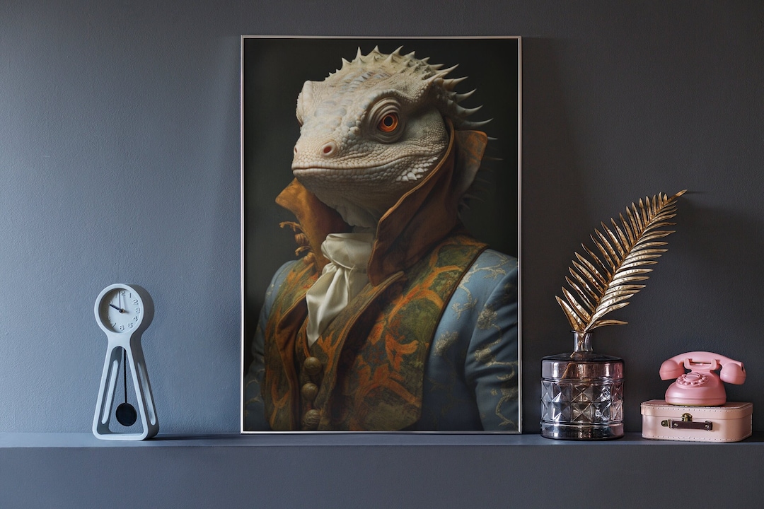 Gothic Lizard in Dress Vintage Poster for Art Lovers and - Etsy