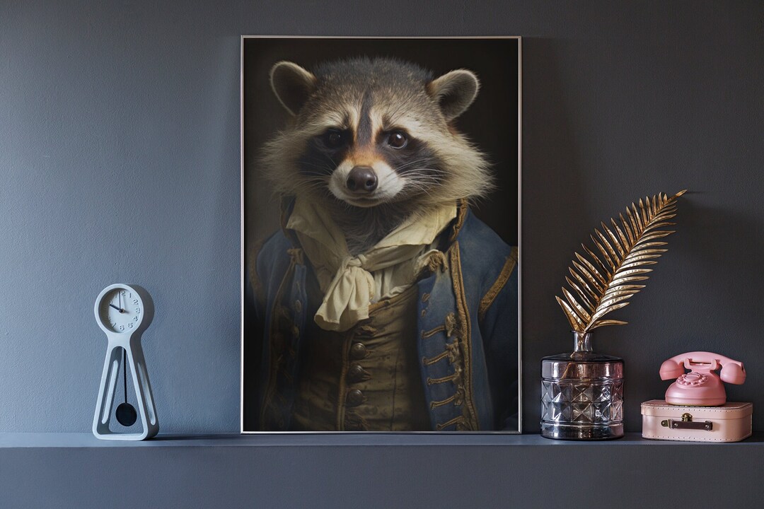 Gothic Raccoon in Dress Vintage Poster Print Dark Academia - Etsy