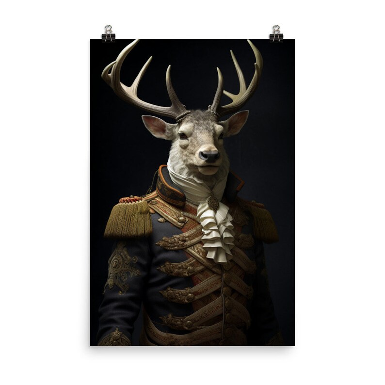 Exalted Stag in Uniform Vintage Poster Print Art Poster - Etsy