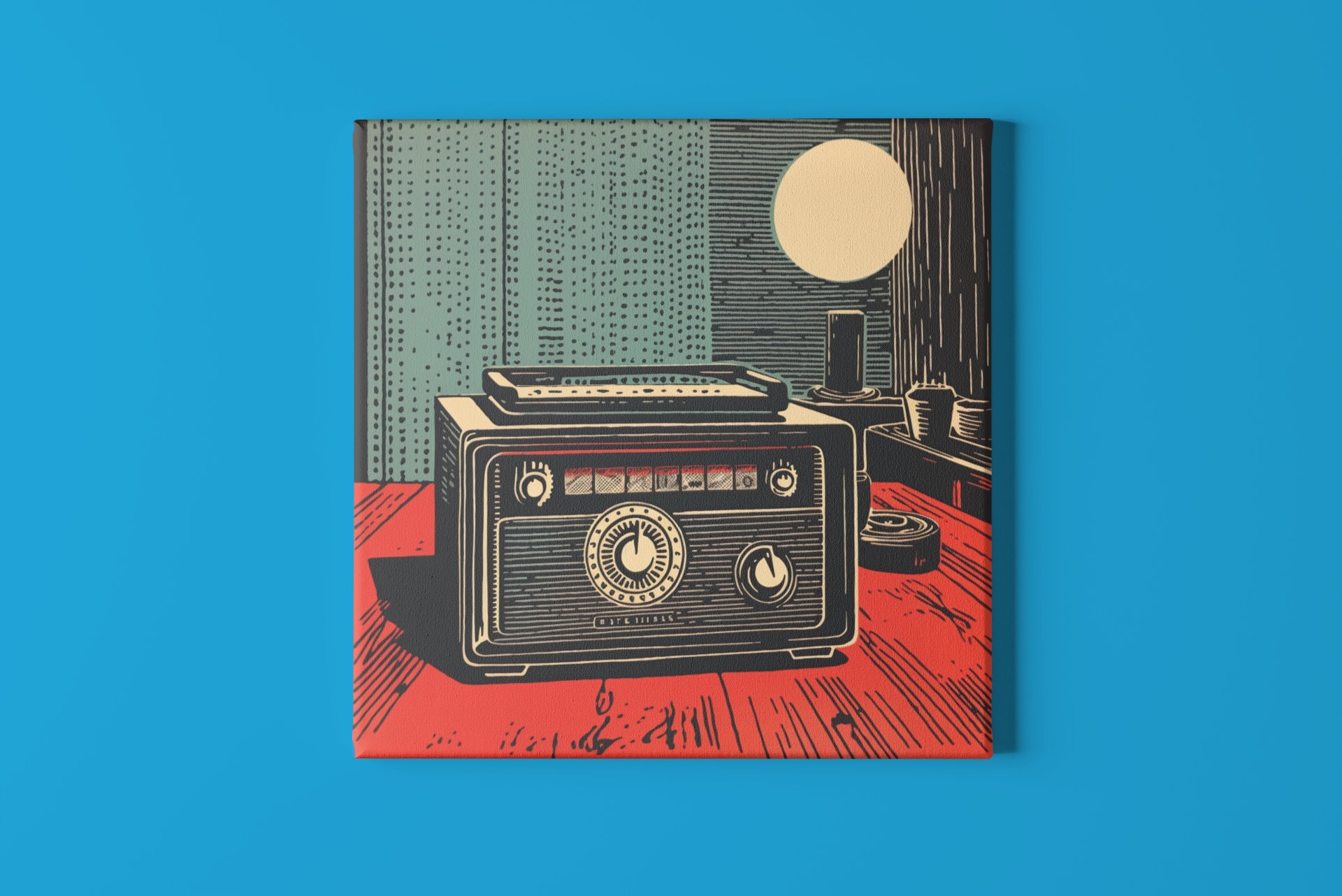 Nostalgic Radio Set in Linocut Print: Retro Charm and Timeless Beauty ...