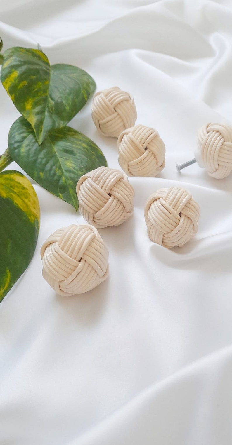 Natural Rattan Bamboo Knob boho Dresser Knobs Rattan Knobs - Etsy