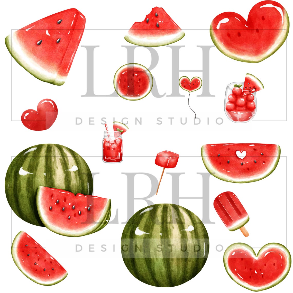 Watercolour Red Watermelon Clipart Juicy Watermelon Instant Download ...