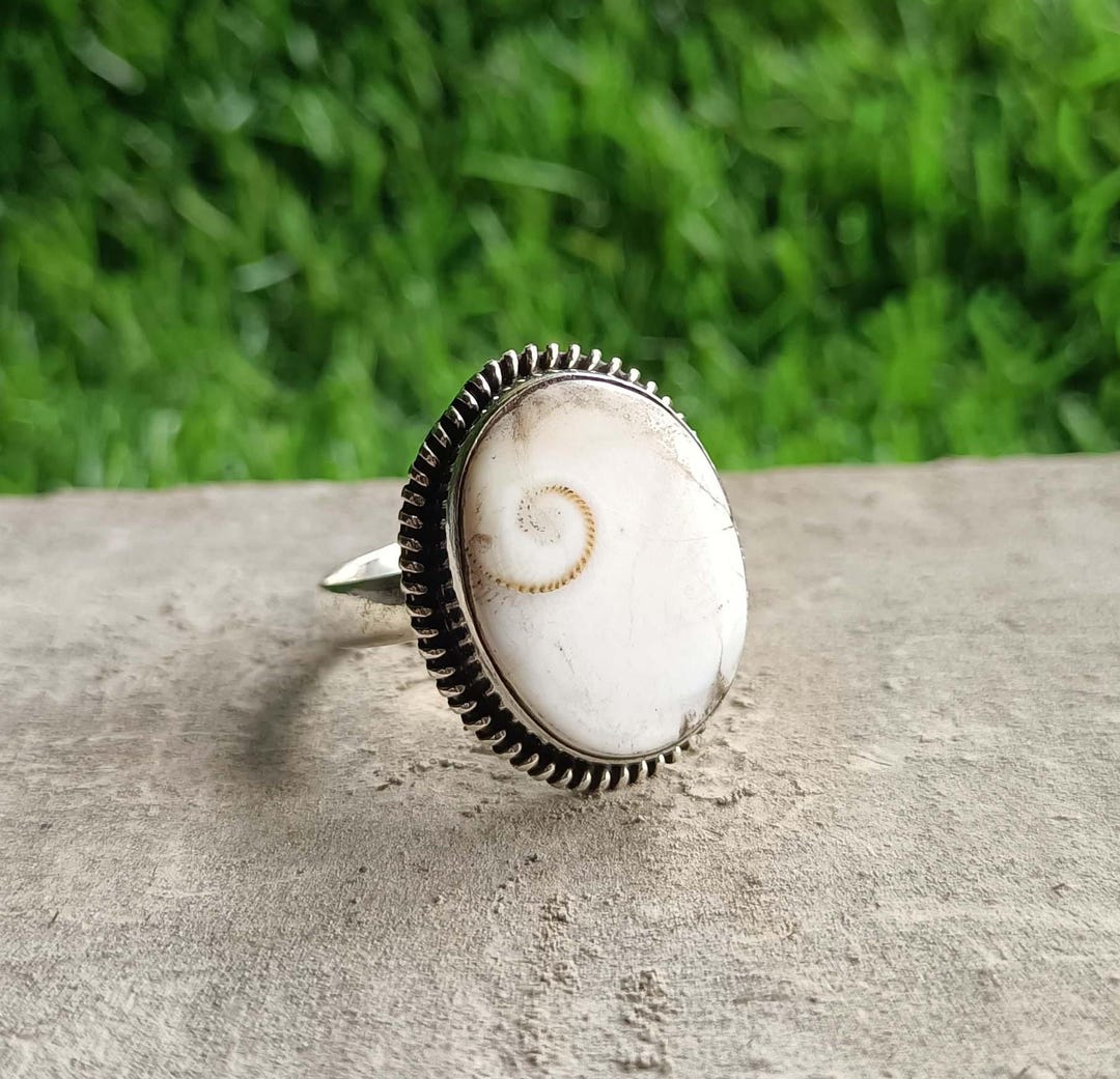 Shiva Eye Shell Ring, 925 Sterling Silver Ring, Gemstone Ring, Natural ...