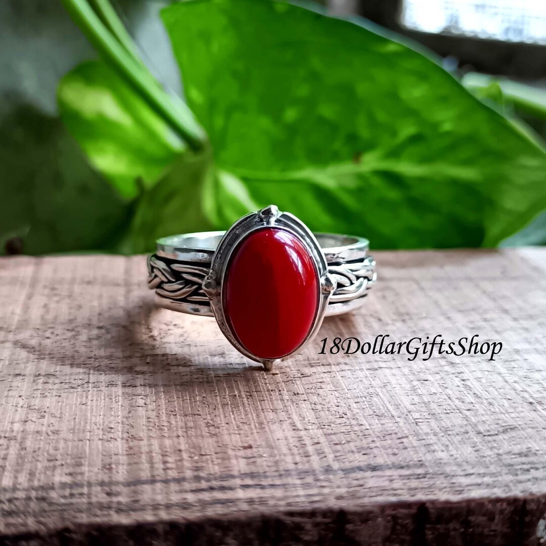 Red Coral Ring Coral Jewelry, Statement Ring, Women Ring, Dainty Ring ...