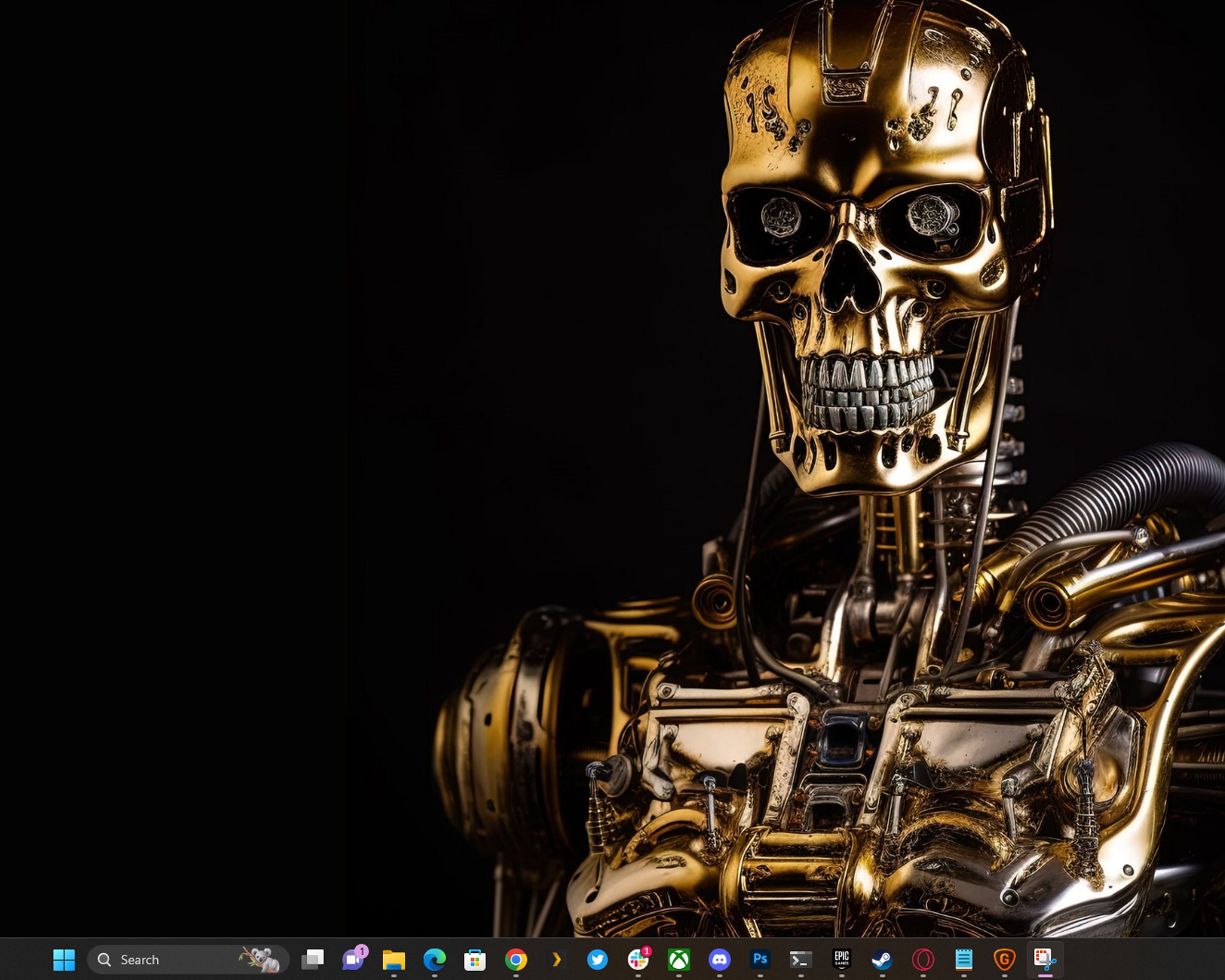 T-800 Terminator Gold Render Stunning 3D Desktop Wallpaper Set Sci-fi ...