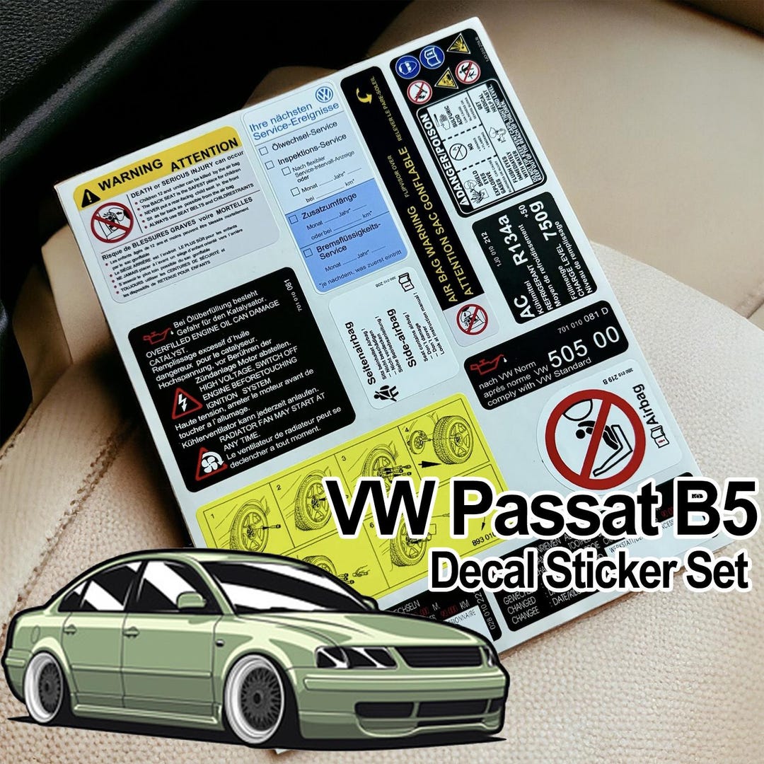 VW Passat B5 Decal Label Sticker Set / Volkswagen Passat High Quality ...
