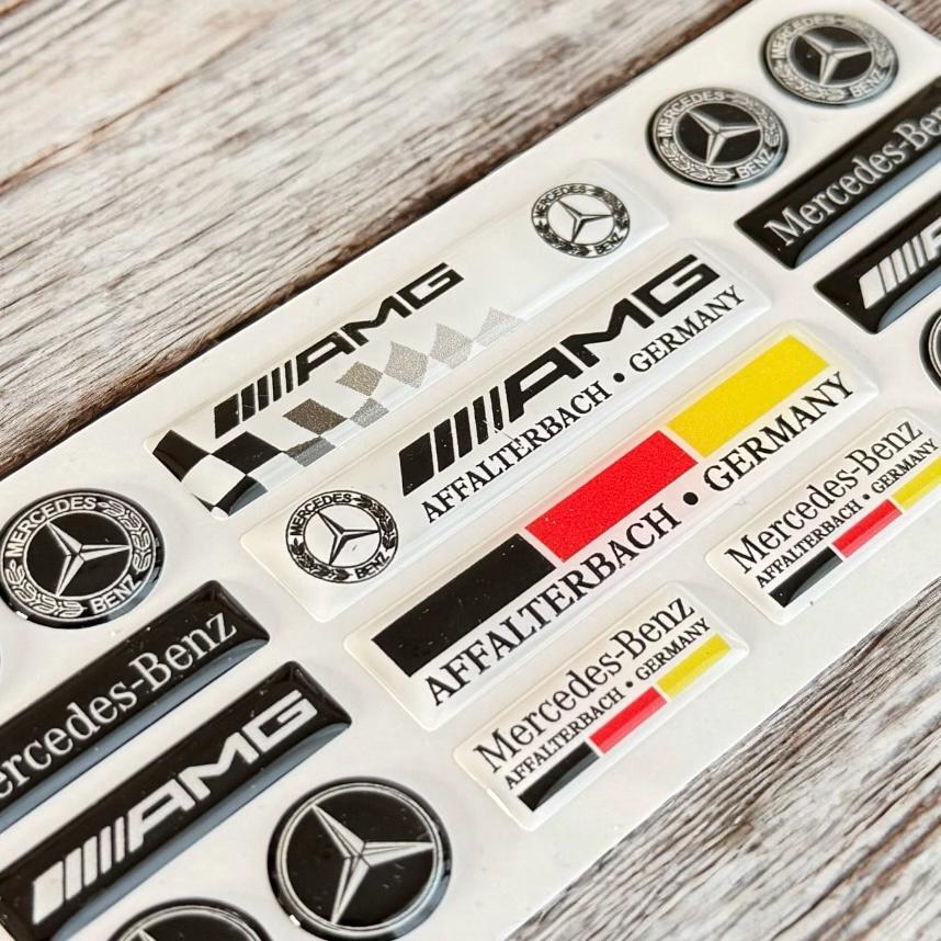 Mercedes Benz 3D Domed Sticker Set , AMG Cla Cle E300 EQE S Class ...