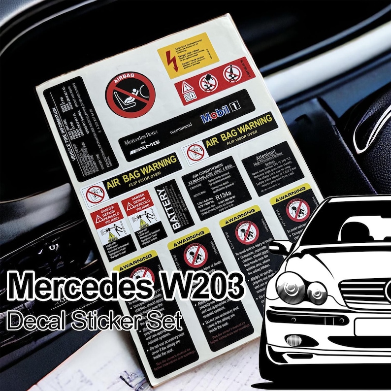 Mercedes Decal Sticker Label Sets for W124 W126 W140 W203 W204 W210 E ...