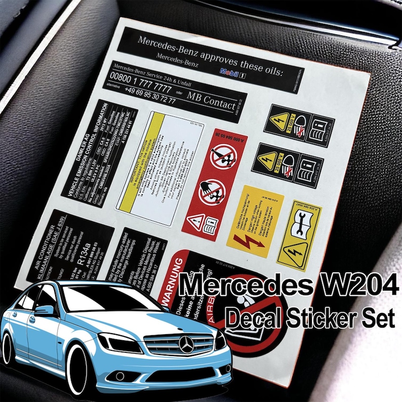 Mercedes Decal Sticker Label Set for W124 W126 W140 W203 W204 W210 E ...