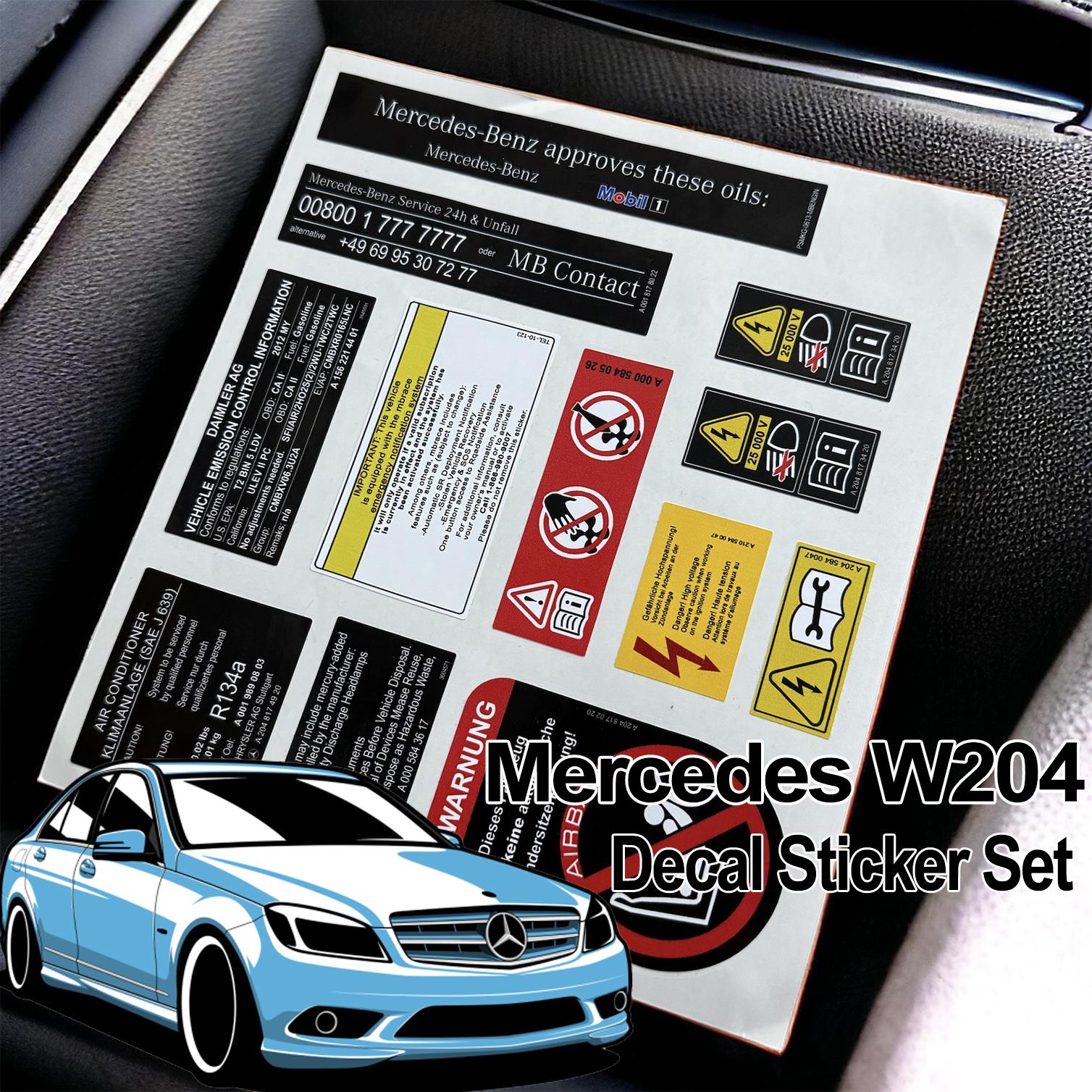 Mercedes Decal Sticker Label Sets for W124 W126 W140 W203 W204 W210 E ...