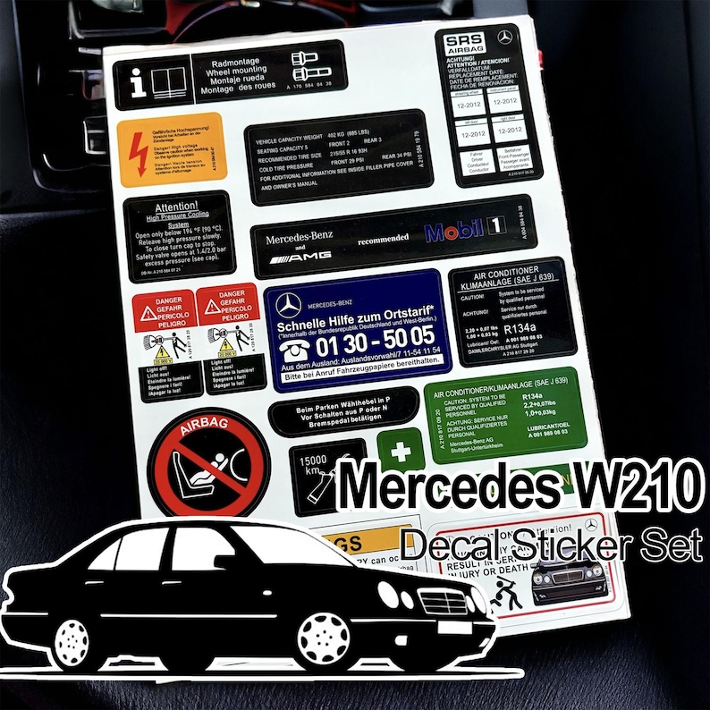 Mercedes Decal Sticker Label Sets for W124 W126 W140 W203 W204 W210 E ...