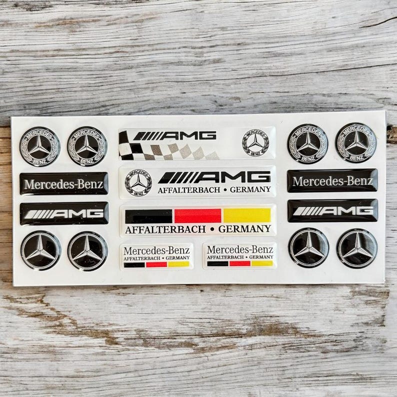 Mercedes Benz 3D Domed Sticker Set , AMG Cla Cle E300 EQE S Class ...