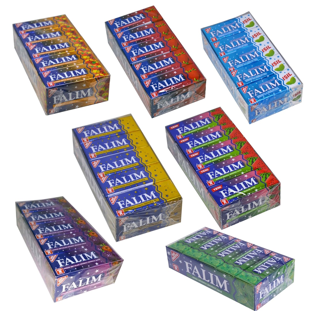 Falim Sugar Free Turkish Chewing Gum 100 Pcs Sugarless (5x20) Gum Mint ...