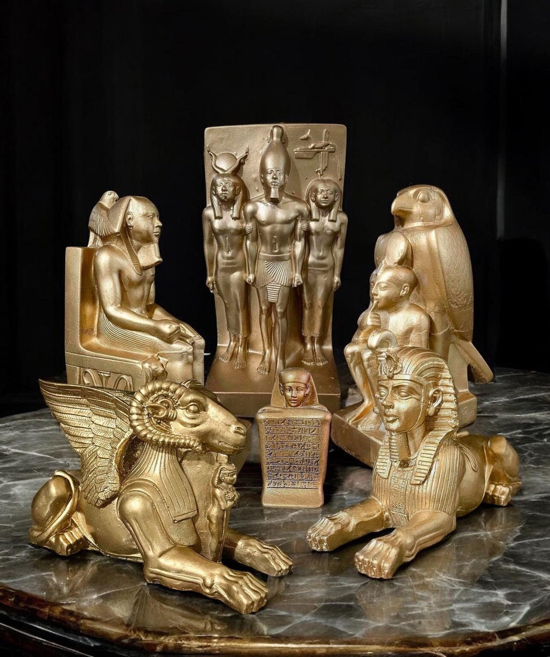 Statue of Ancient Egyptian God , Horus , Sphinx , Menkaure Triads ...