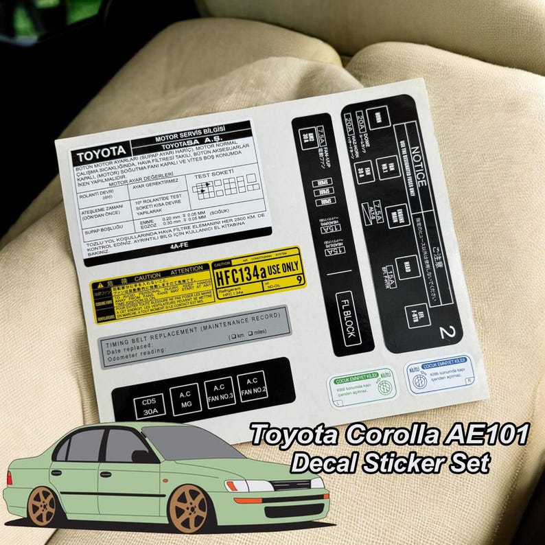 Toyota Corolla AE101 Jdm Decal Label Sticker Set , Corolla Accessories ...