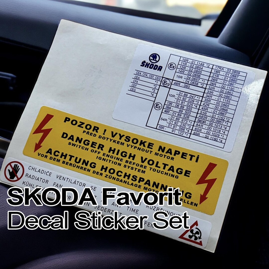 Skoda Favorit Decal Sticker Set / Car Info Label Decal Sticker Set ...