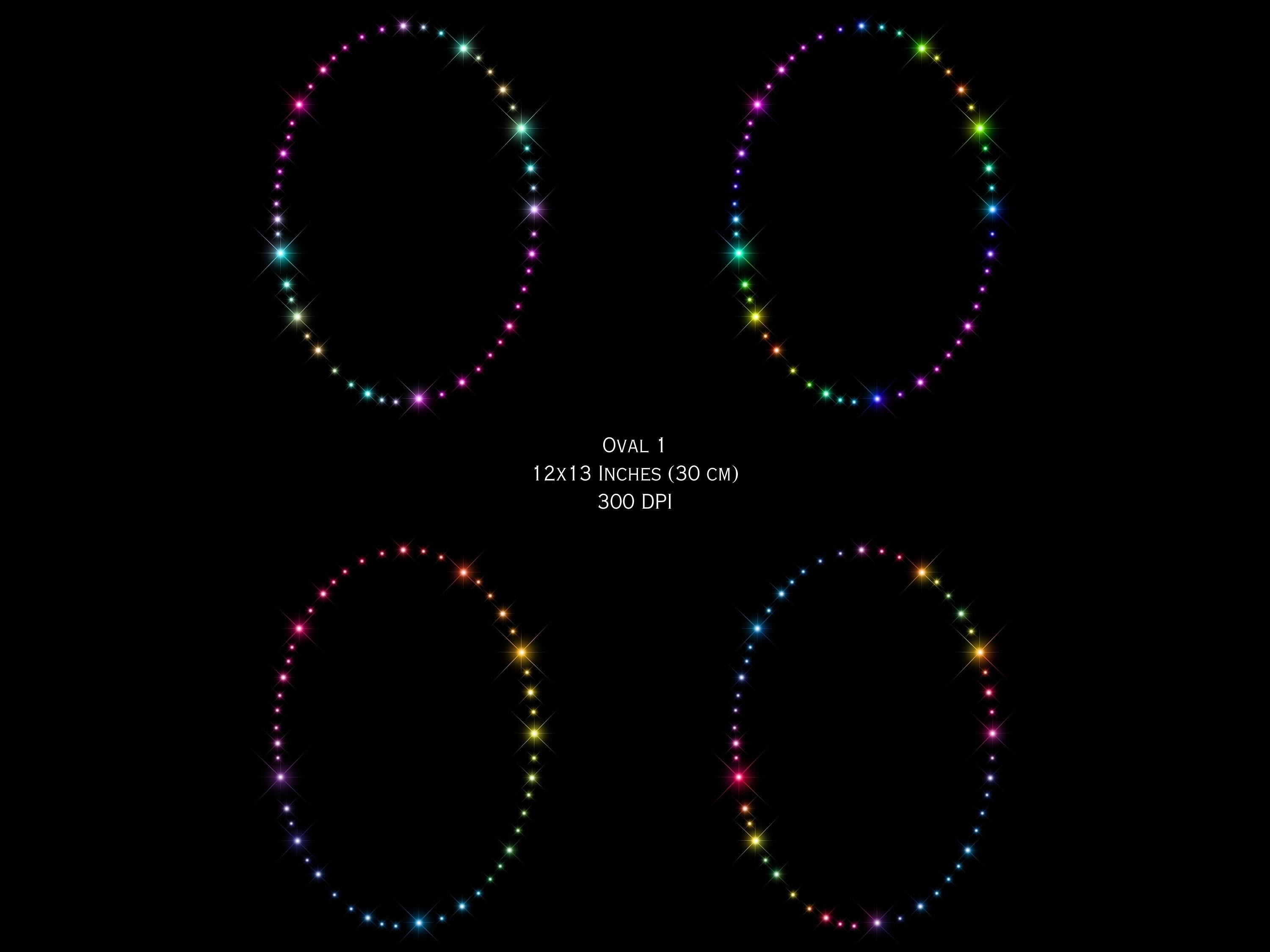 Rainbow Sparkle Frames PNG Set, Star Glitter Frames Clipart, Colourful ...