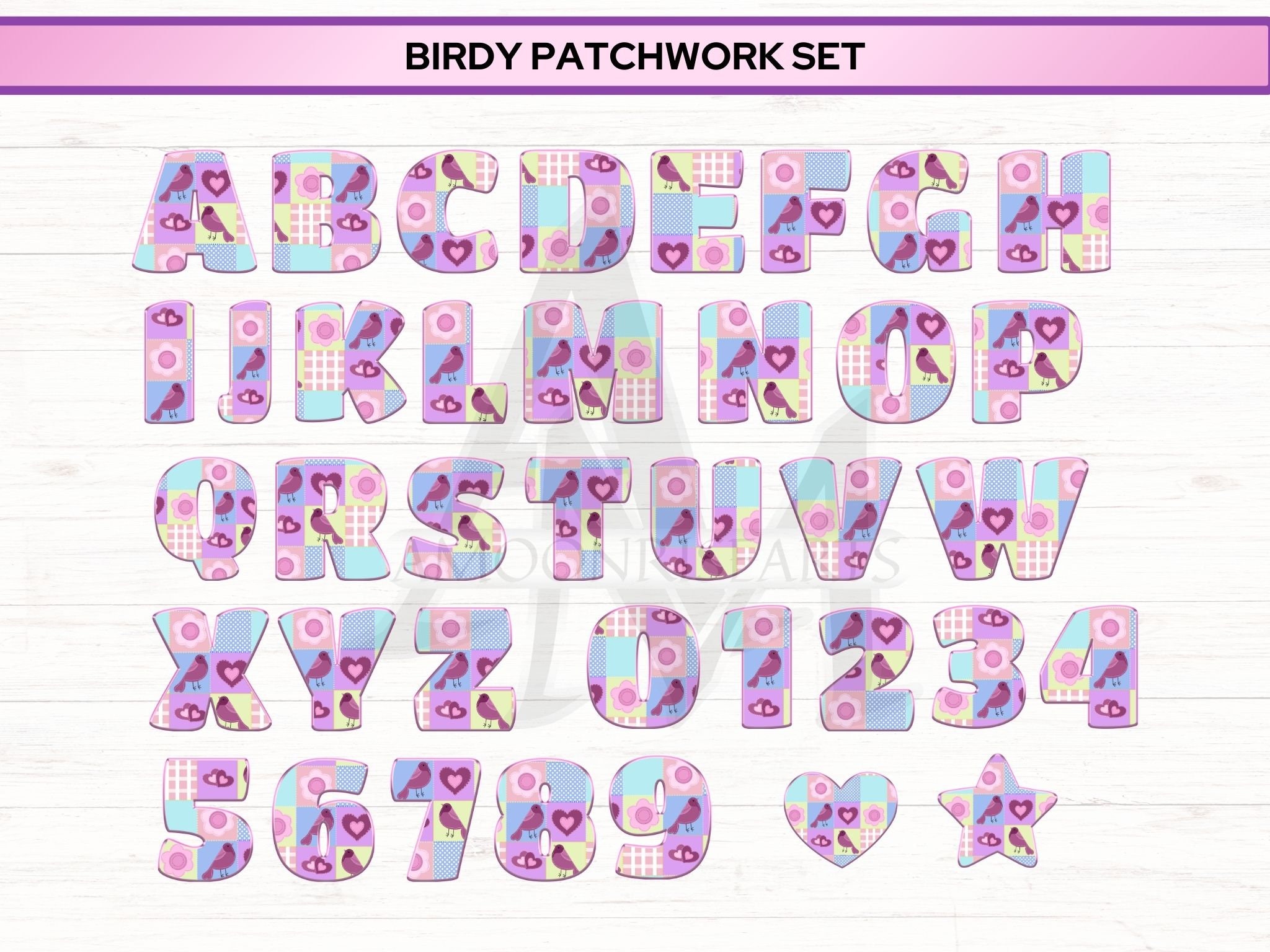Cute Alphabet Clipart PNG Set of 4 Girly Doodle Letters & Numbers ...