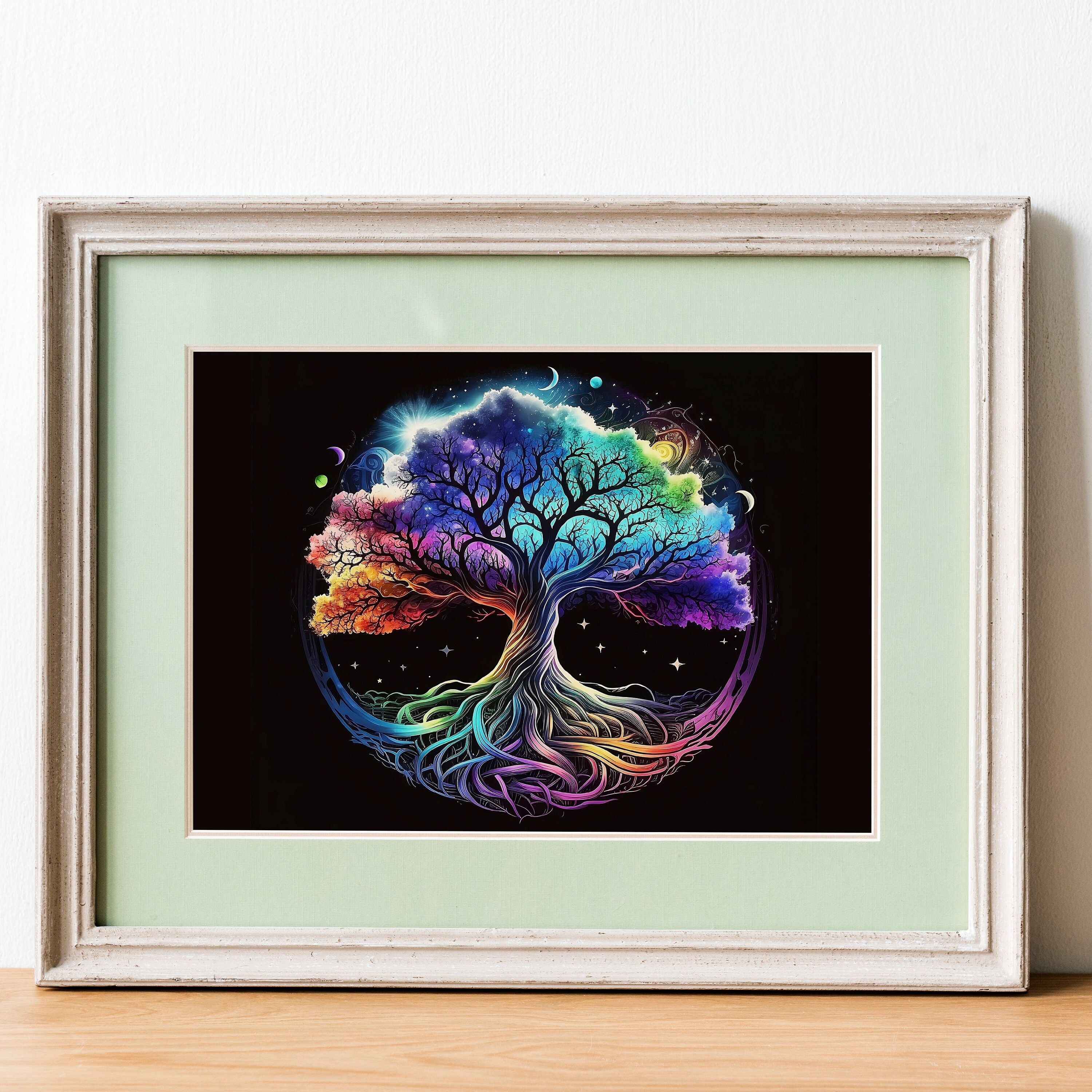 Yggdrasil Print, Tree of Life Printable Wall Art, Colourful Home Decor ...