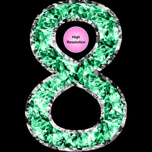 Emerald Green Diamond Alphabet Clipart, Crystal Green Letters and Green Numbers PNG Set, Glitter ...