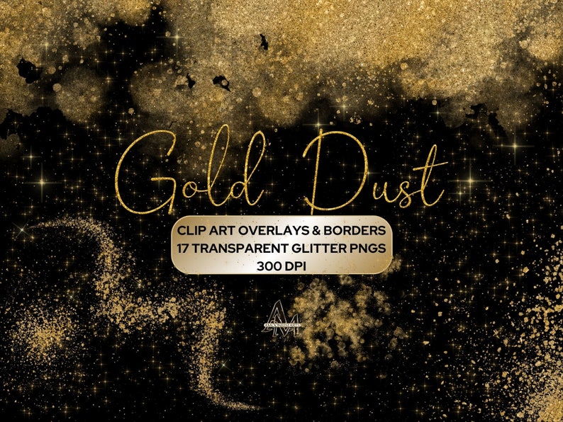 Gold Dust Clipart, Gold Glitter Overlays and Borders, Magic Fairy ...