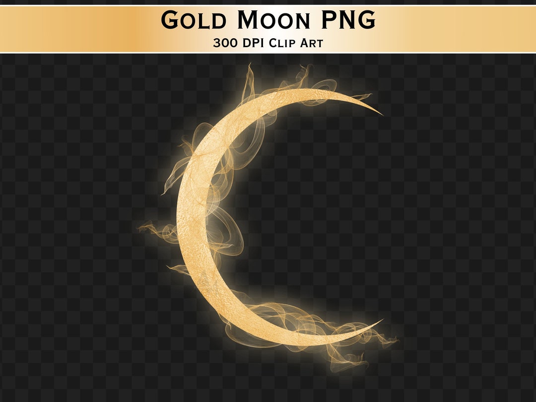 Gold Moon PNG, Golden Moon Clipart, Shiny Crescent Moon PNG, Celestial ...