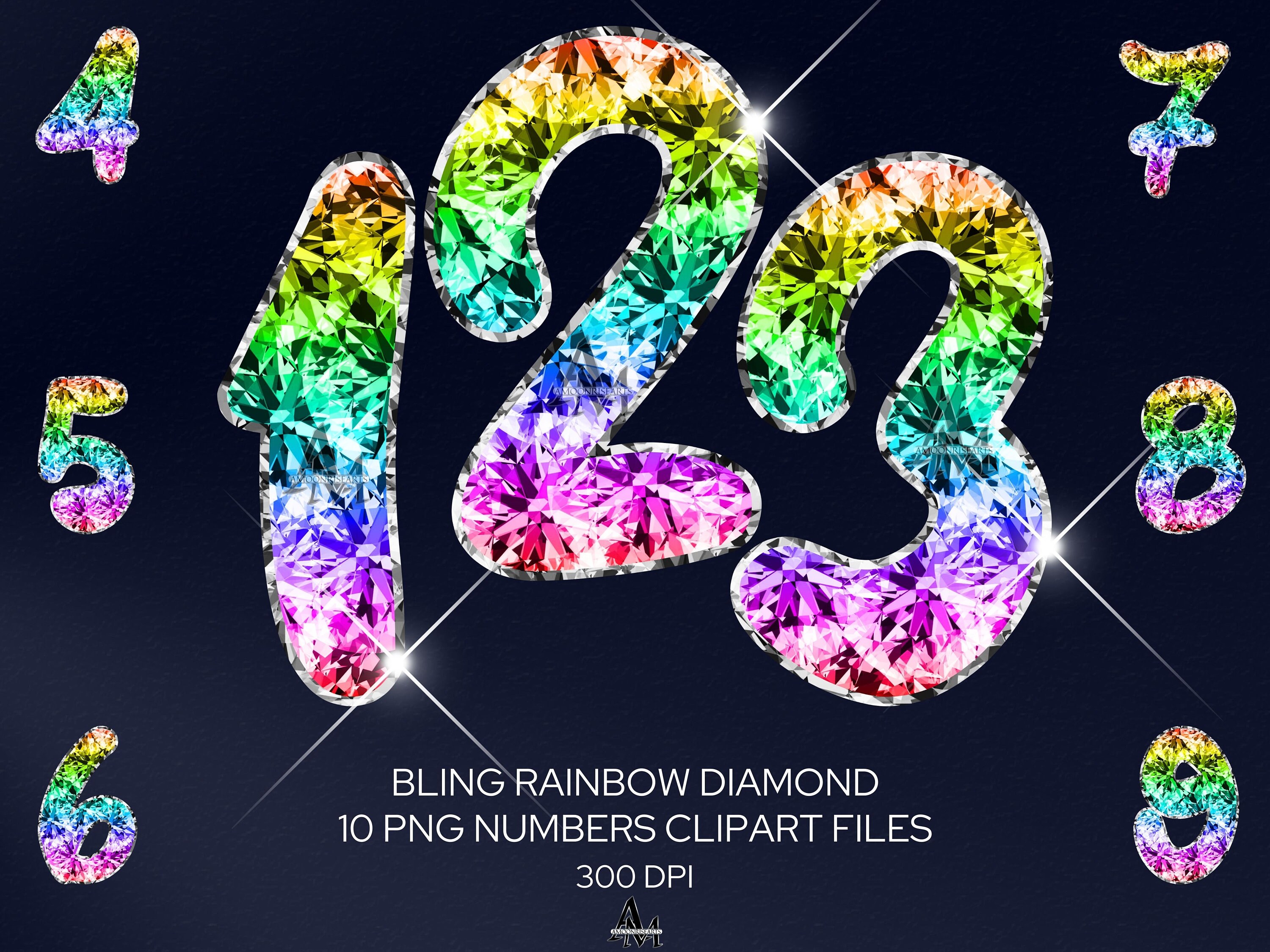 Rainbow Diamond Number PNG Files, Colourful Crystal Number Clip Art ...