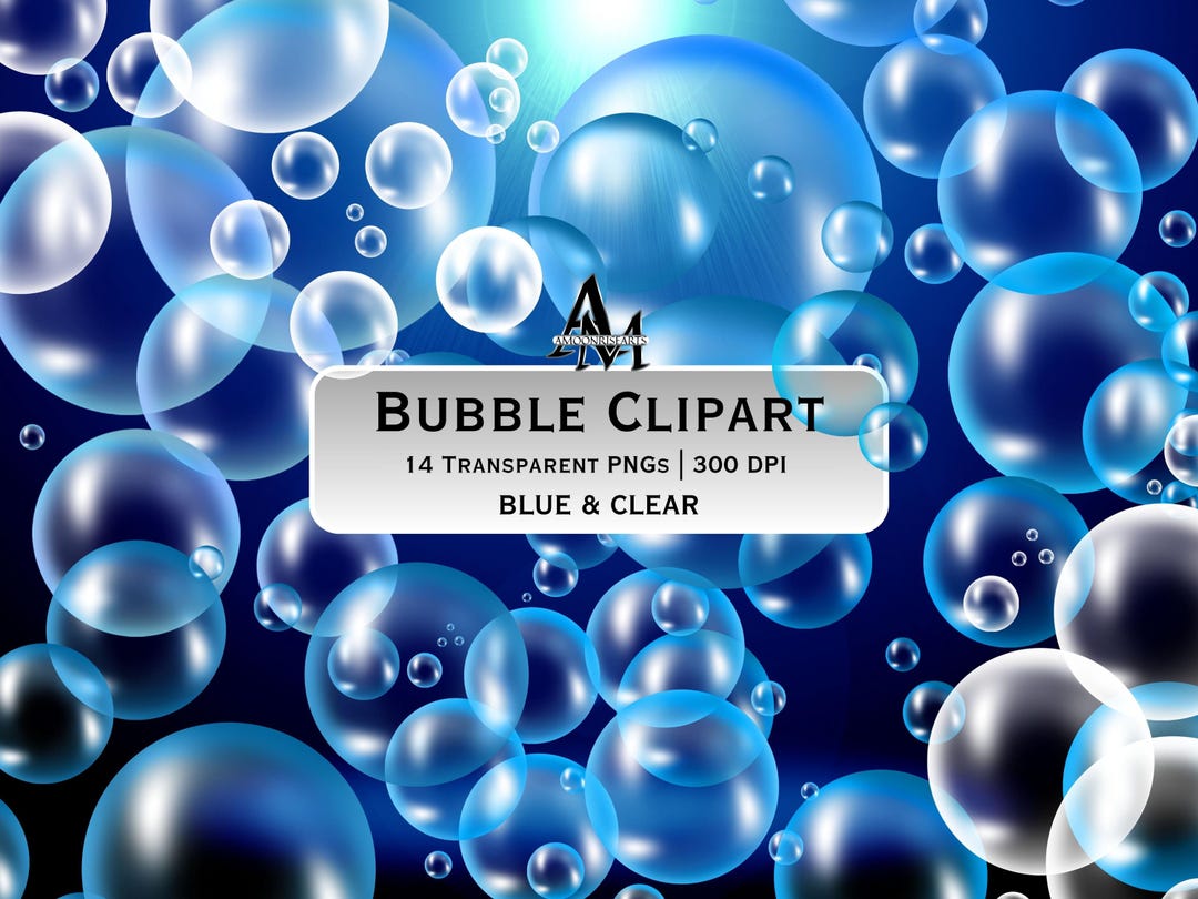 Blue Bubble Clipart, Set of Blue and Clear Bubbles PNG Graphics With ...