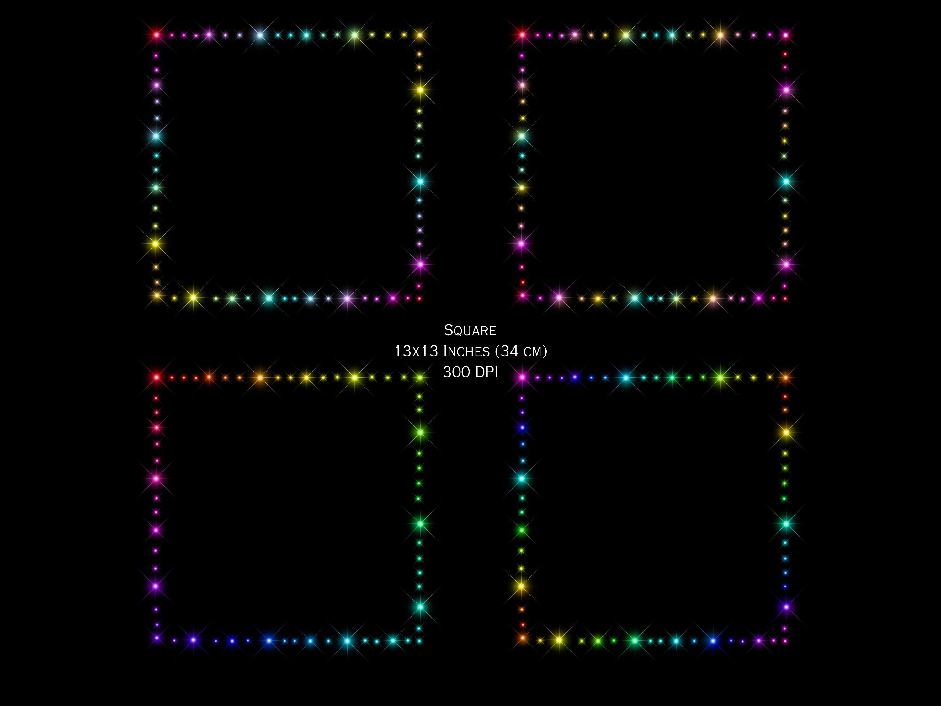 Rainbow Sparkle Frames PNG Set, Star Glitter Frames Clipart, Colourful ...