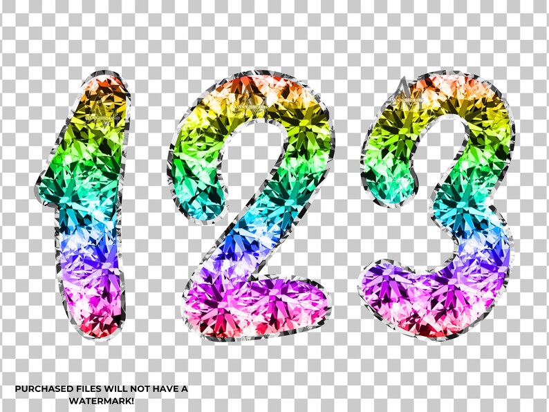 Rainbow Diamond Number PNG Files, Colourful Crystal Number Clip Art ...