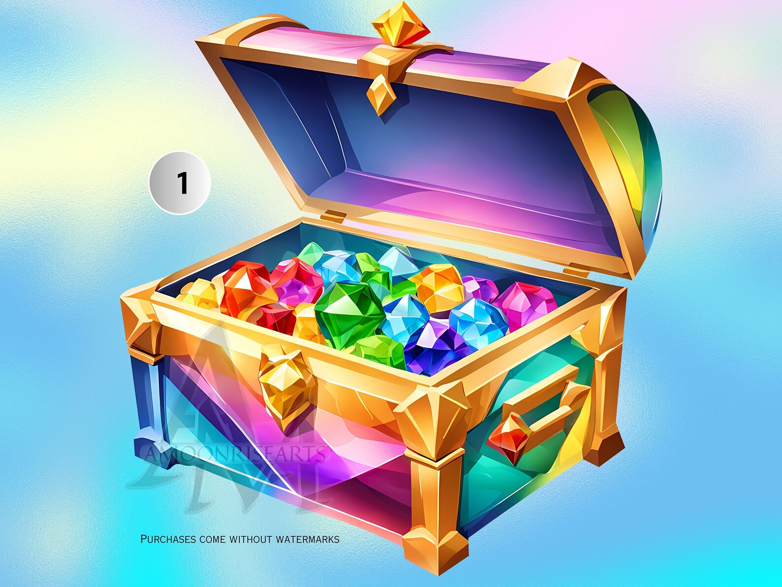 Treasure Chest PNG, Colourful Treasure Clipart With Jewels and Gems ...
