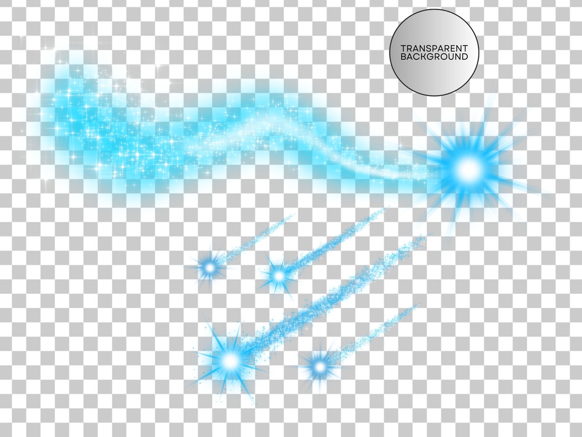 Blue Shooting Stars Clipart, Set of Bright Neon Falling Star PNG ...