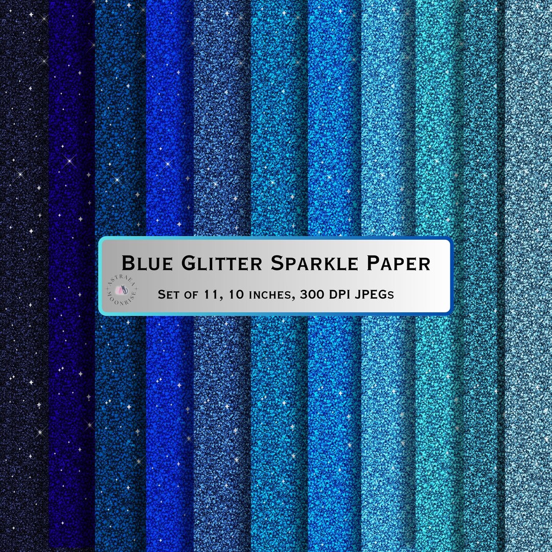 Blue Glitter Digital Paper Pack, Scrapbook Paper, Blue Sparkles Clipart ...