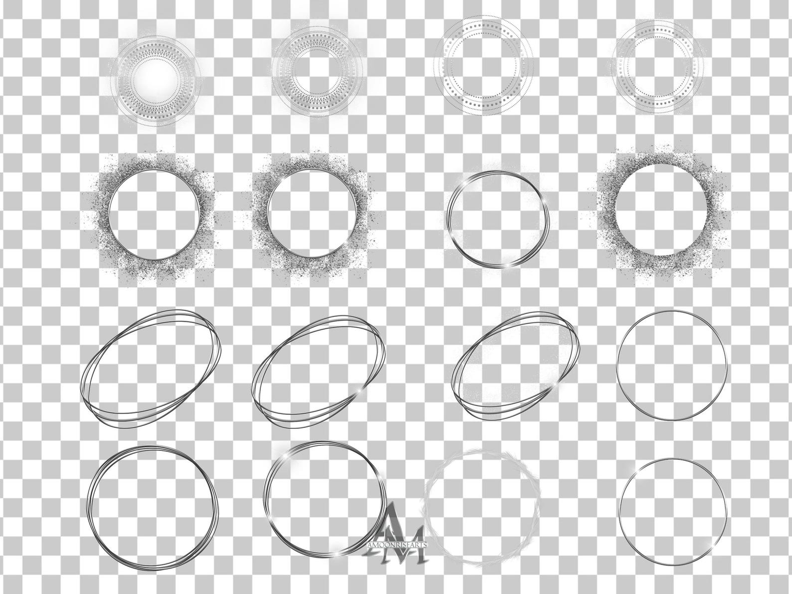 Silver Glitter Circle Overlays – Sparkle Frame Clipart (PNG Digital ...