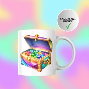 Treasure Chest PNG, Colourful Treasure Clipart With Jewels and Gems ...