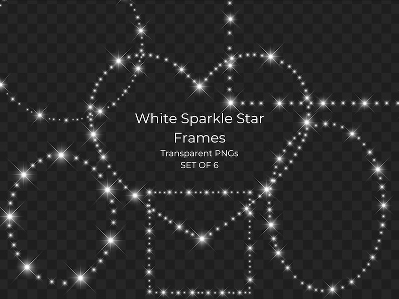 Sparkle Star Frames PNG Set: Glitter Borders Clipart (digital Download ...