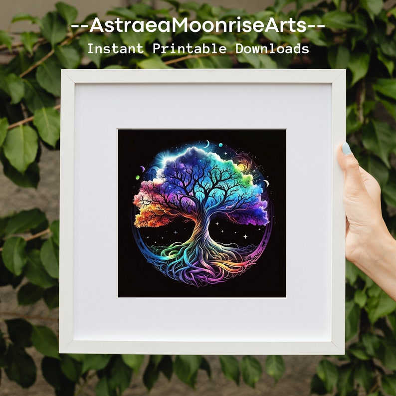 Yggdrasil Print, Tree of Life Printable Wall Art, Colourful Home Decor ...