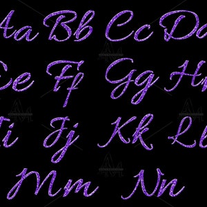 Purple Glitter Alphabet Clipart, Sparkle Letter & Purple Number Clipart ...